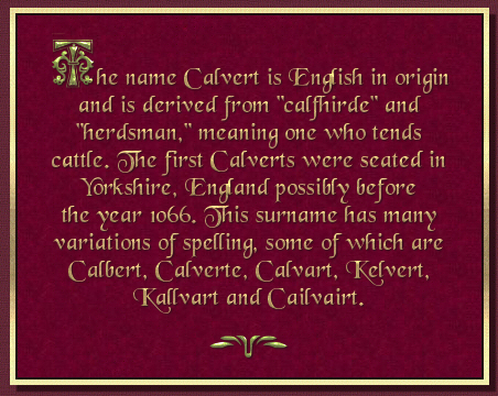 My Calvert Genealogy